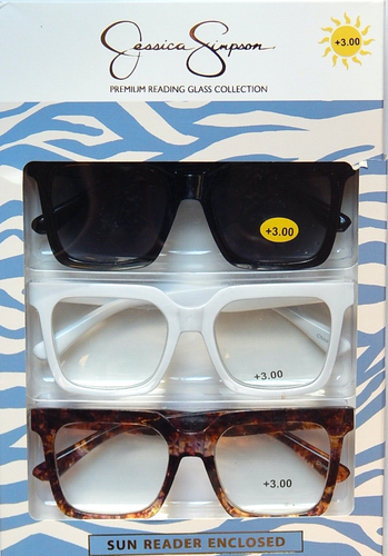 JESSICA SIMPSON 3 PACK SET PREMIUM READING GLASSES READER+SUN READER +3 ...