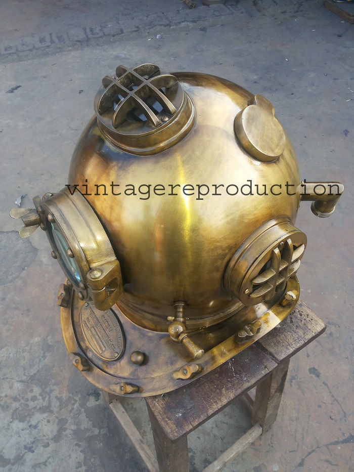 Antique Scuba SCA Divers Diving Helmet US Navy Mark V Deep Sea Marine ...