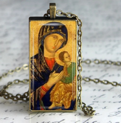 Greek Orthodox Panagia Necklace, Theotokos Icon Jewelry, Handmade ...