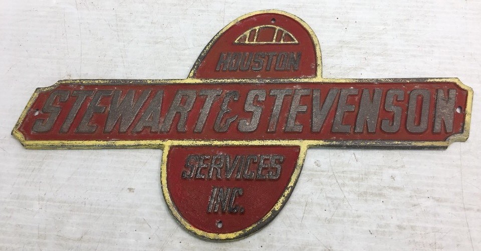 HOUSTON STEWART & STEVENSON•SIGN•PLAQUE•Mobile Railcar•Wagon•Buggy ...