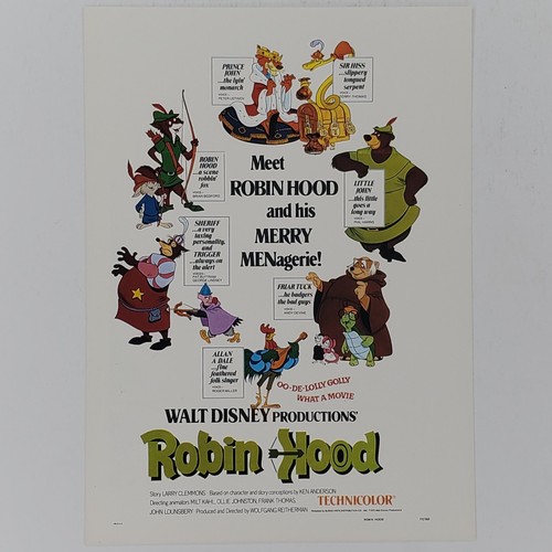 Robin Hood Postcard Disney Prince John Little John Sir Hiss Friar Tuck ...