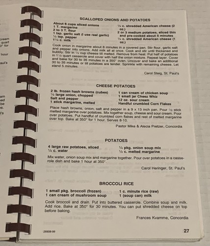 Vtg Rolling Hills Parish Recipe Collection Cookbook Sawyer North Dakota ...