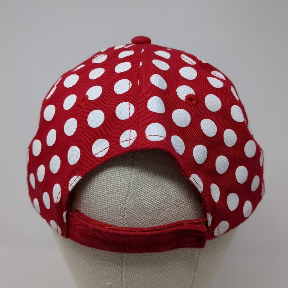 Minnie Mouse Bow Strapback Hat Red One Size Polka Dot Embroidered ...