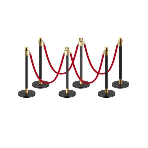 Stanchions and Velvet Ropes,6 Pcs Crowd Control Barriers with 4 Red ...