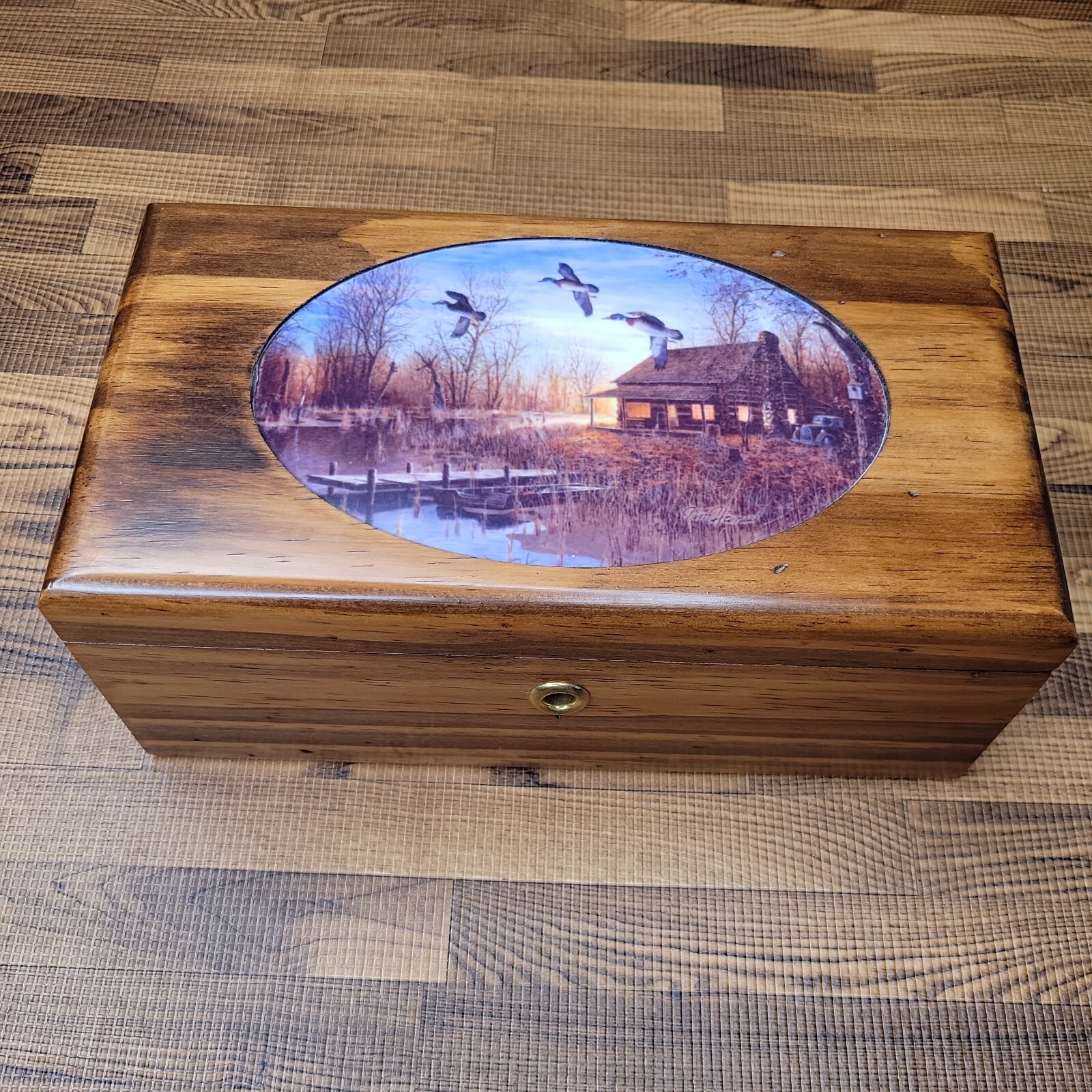 Wooden Lock Box The Original Keepsake Wooden Chest Log Cabin Mallards ...