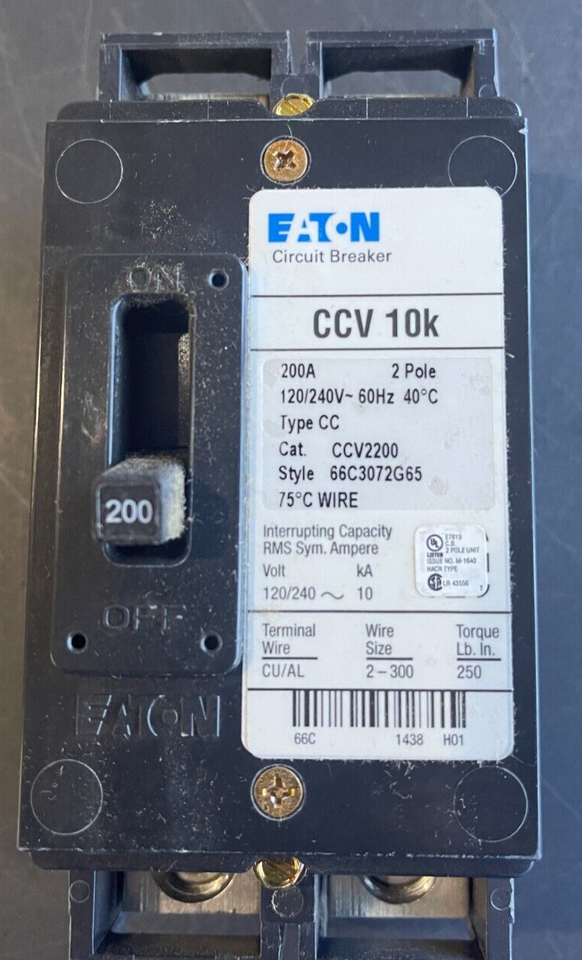 EATON Circuit Breaker CCV2200 200A 2 Pole | eBay