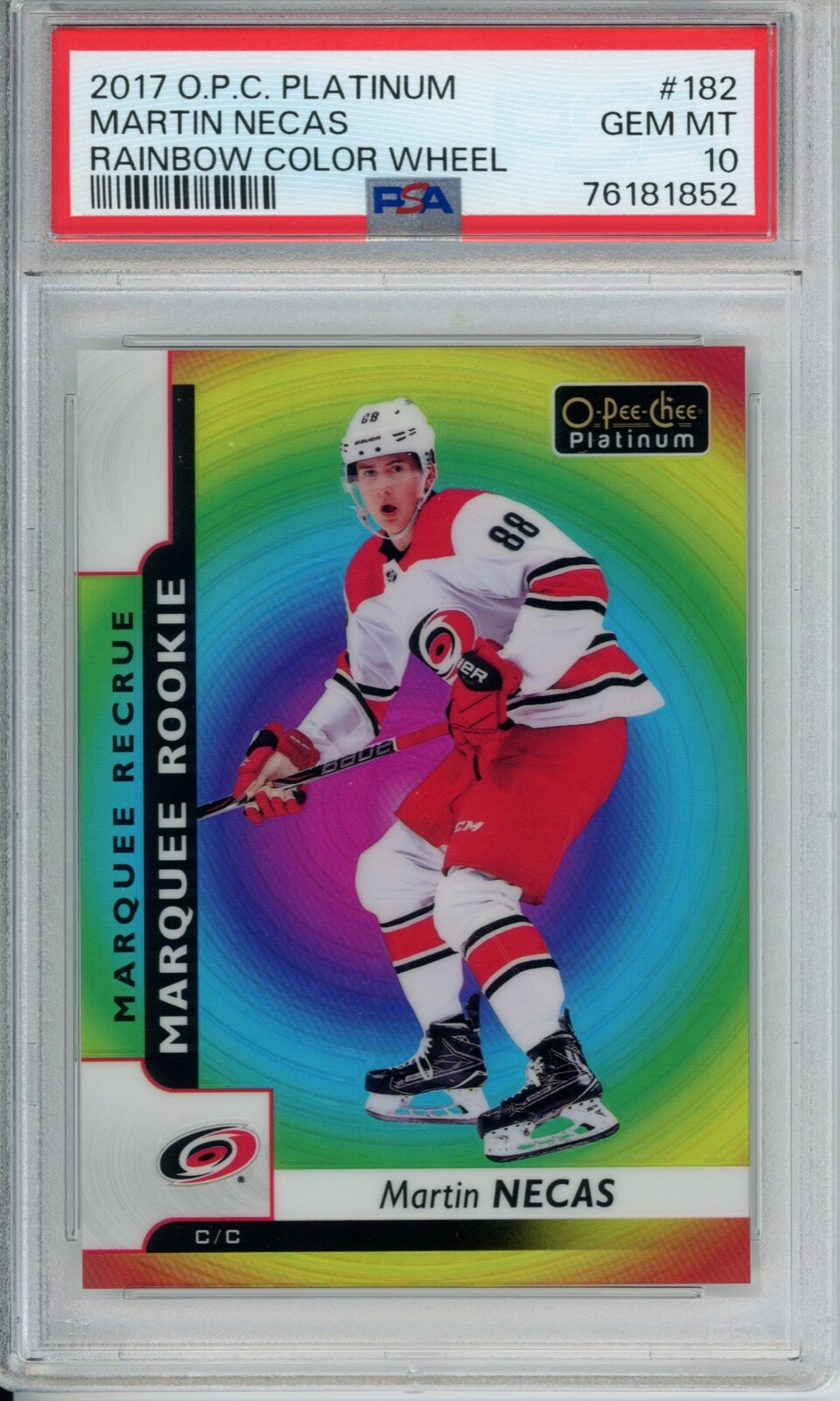 2017-18 O-Pee-Chee Platinum Martin Necas 182 Rainbow Color Wheel PSA 10 ...