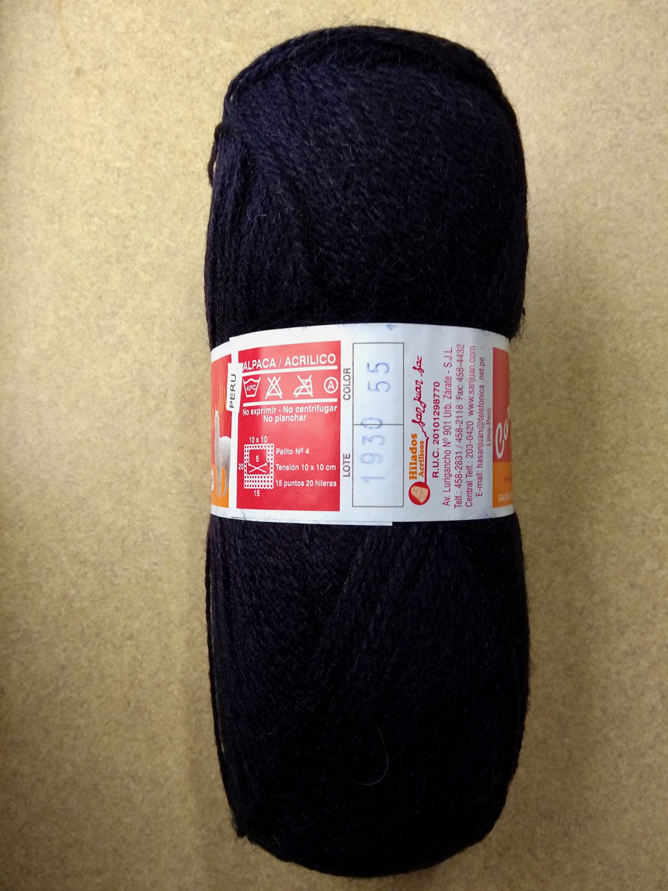 Caricia Alpandina Alpaca/Acrilico Yarn 100 grms. Color 55 Black Made in ...