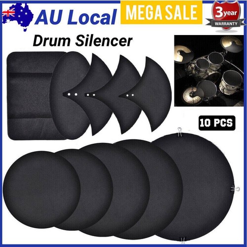 Drum Mute Pads Silencer Drumming Practice Rubber Foam Pad 10Pcs Cymbal ...