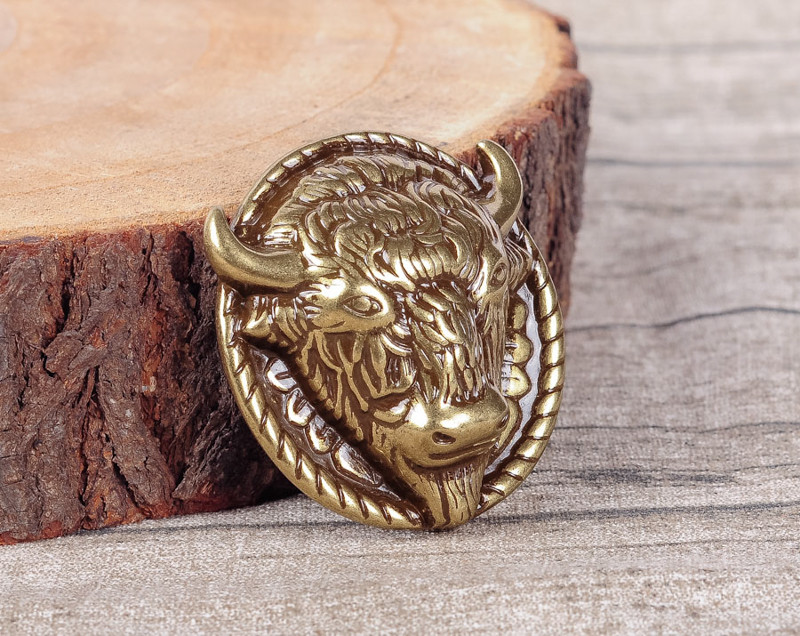 2PC 48*50MM Buffalo Head Bison Leather Craft Western Copper Conchos ...