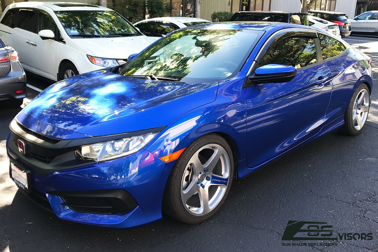 For 16-20 Honda Civic FC3 FC4 JDM CHROME TRIM Side Vents Sun Shade ...