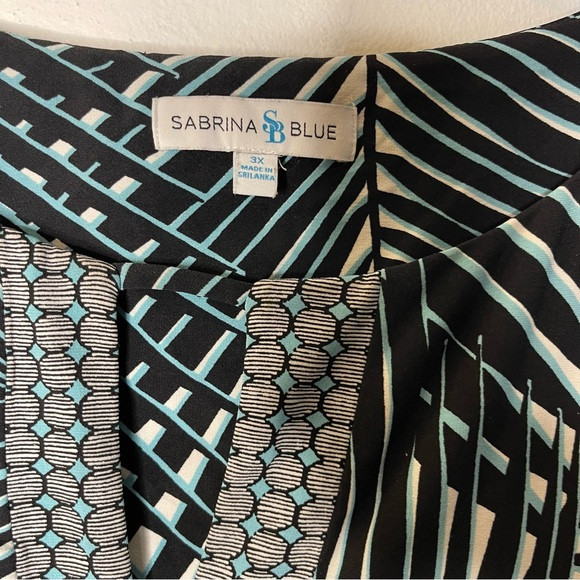 Sabrina Blue Tropical Palm Leaf Print Black/White/Blu… - Gem