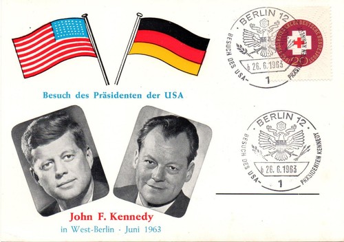Postcard President J.F.Kennedy & Willy Brandt - Berlin12 June 26 1963 ...
