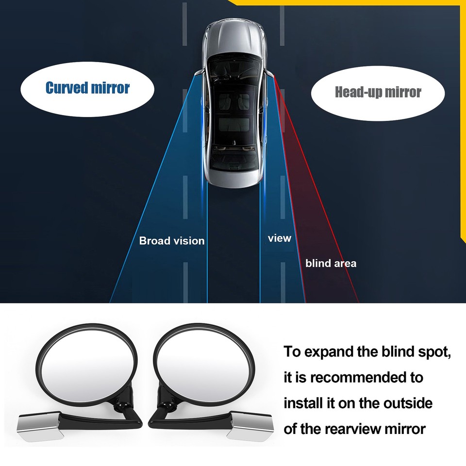 1 Set of 2 Car Blind Spot Mirrors Car Side Convex Wide Angle Round ...