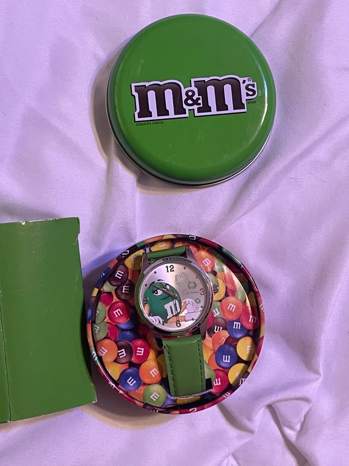 Green M&M watch brand new with collectible tin and original box | eBay