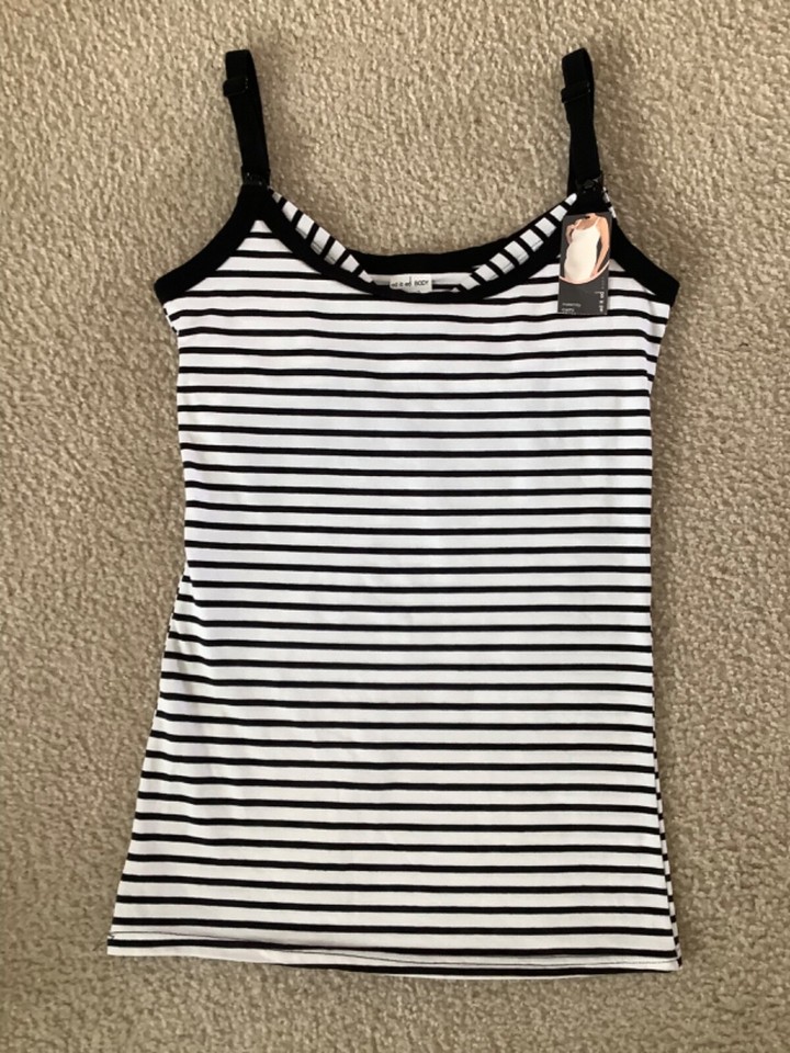 “ed-it-ed BODY” Maternity Cami-Women’s Size 10-Black & White Stripes ...