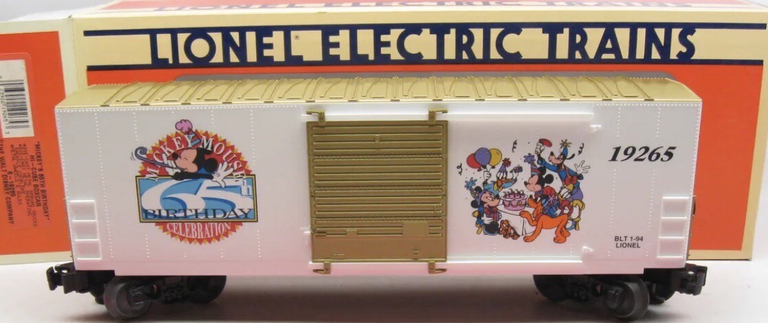 LIONEL MICKEY MOUSE 65th BIRTHDAY HI CUBE BOXCAR 6-19265! O GAUGE TRAIN ...