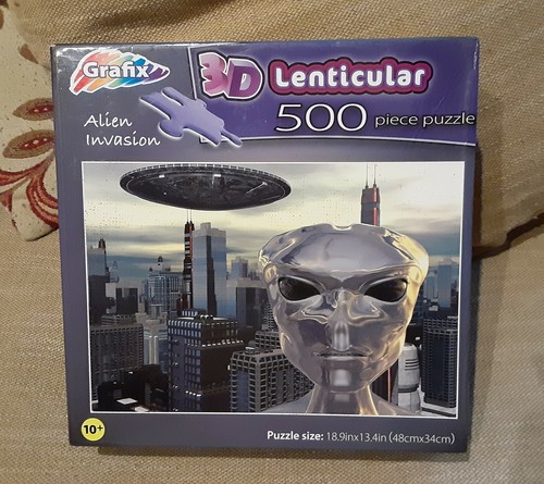 Grafix 3D Lenticular Alien Invasion 500 Piece Puzzle Jigsaw Puzzle NEW ...