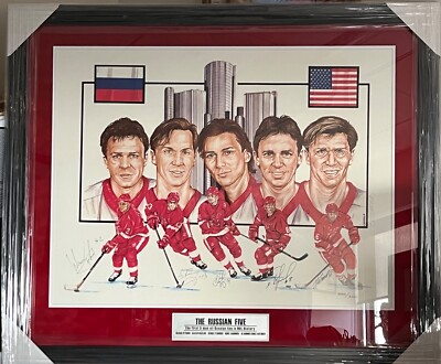 DETROIT RED WINGS RUSSIAN 5 HAND SIGNED LITHOGRAPH - FINAL PRINT - 3000 ...