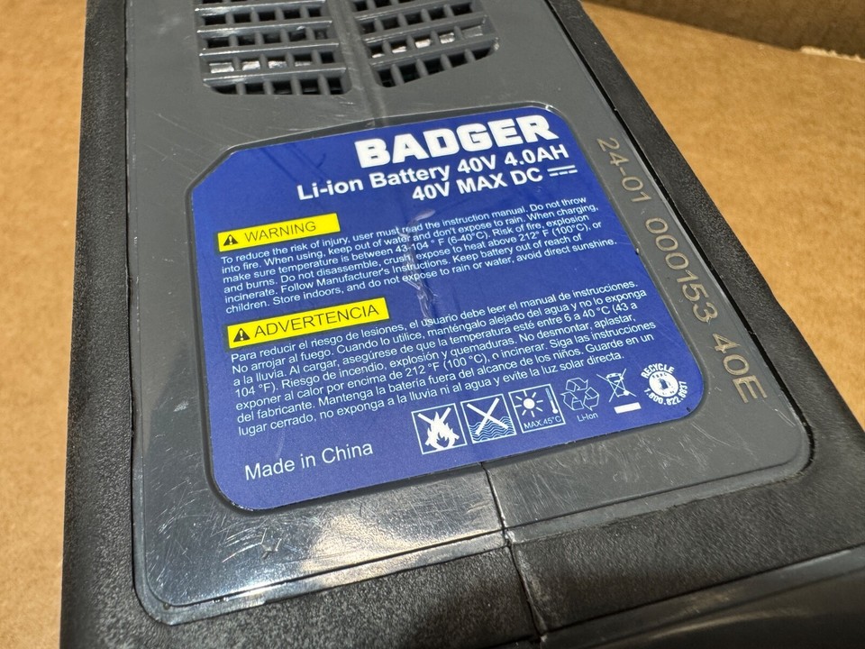 BADGER [WB40V2.0AHB] 4.0AH 40V BLUE RECHARGEABLE LI-ION BATTERY | eBay
