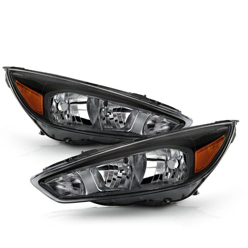 Headlights For 2015-2018 Ford Focus ST SE Halogen Pair Black Headlamps ...
