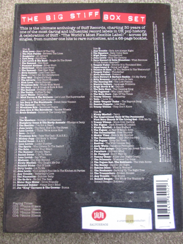 Boxed set of 4 Cd's The Big Stiff Box Set 98 Tracks 68 page Booklet ...