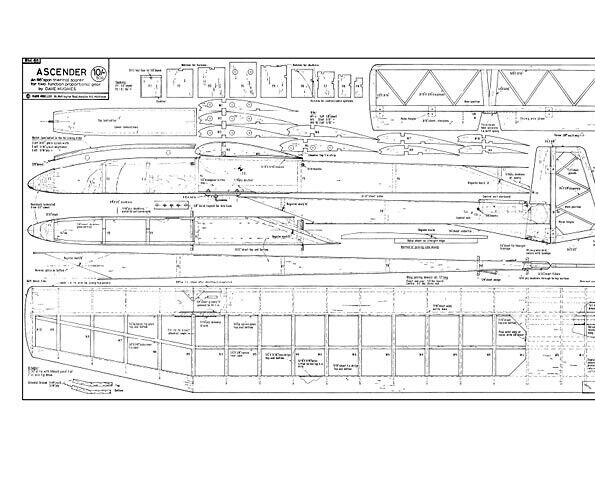 Ascender Sailplane Thermal Soarer 86" WS RC Airplane Printed Plans ...