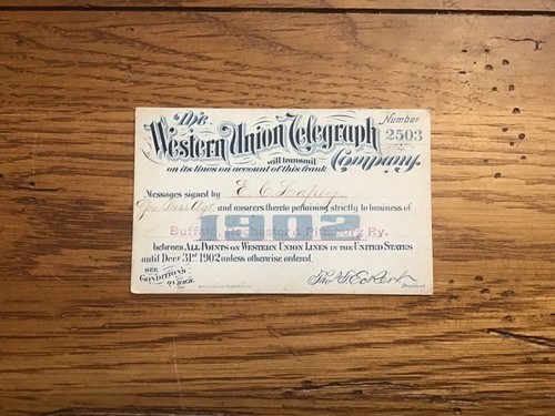 1902 Western Union Telegraph Co. Very Good Condition. Buffalo ...