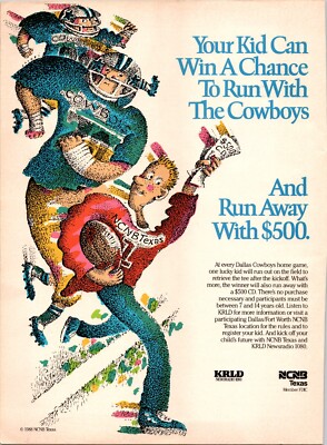 NCNB Bank KRLD Radio Dallas Cowboys TX Ad 1980's Advertising Print Ad ...