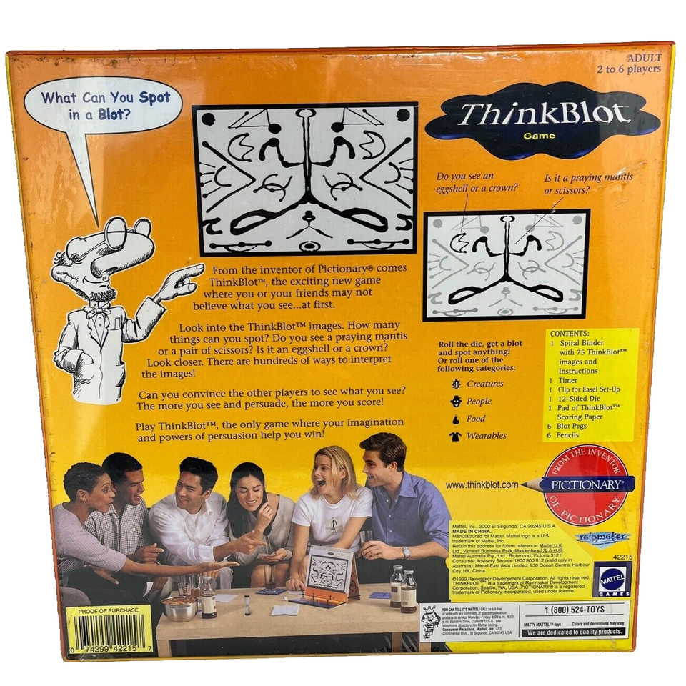 VINTAGE ThinkBlot Board Game Spot in a Blot by Mattel 1999 NIB Like ...