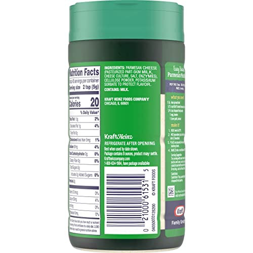 Kraft Grated Parmesan Cheese 8 Ounce Shaker Bottle Sharp Tangy Flavor ...