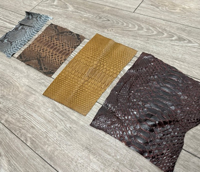 Genuine Python Snake Skin Remnant Leather real hide Piece Rattle Scrap ...