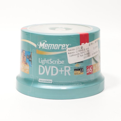 BRAND NEW SEALED Memorex LightScribe DVD+R 50 Pack Spindle (16X 4.7GB ...