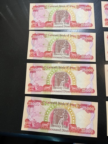 Iraqi Dinar 100,000 (4 x 25,000) Cert. of Authenticity Lightly ...