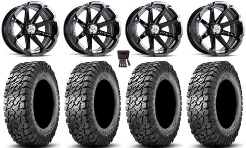 MSA Diesel 14" Wheels Black 30" Predator Tires Kawasaki Teryx Mule | eBay