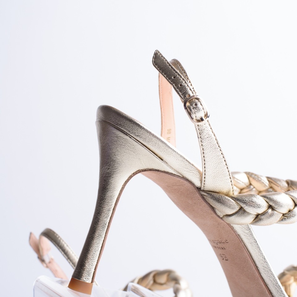 Kate Spade Womens Gold Saffron Braided Leather Slingbacks Heels Sandals ...