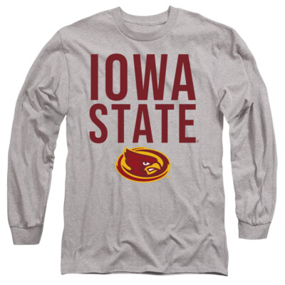 Iowa State Adult Long Sleeve T-Shirt Stacked, Athletic Heather, S-3XL ...