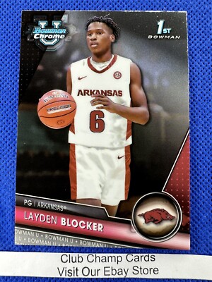2024 #7 Layden Blocker Bowman University Chrome Basketball 1st Arkansas ...