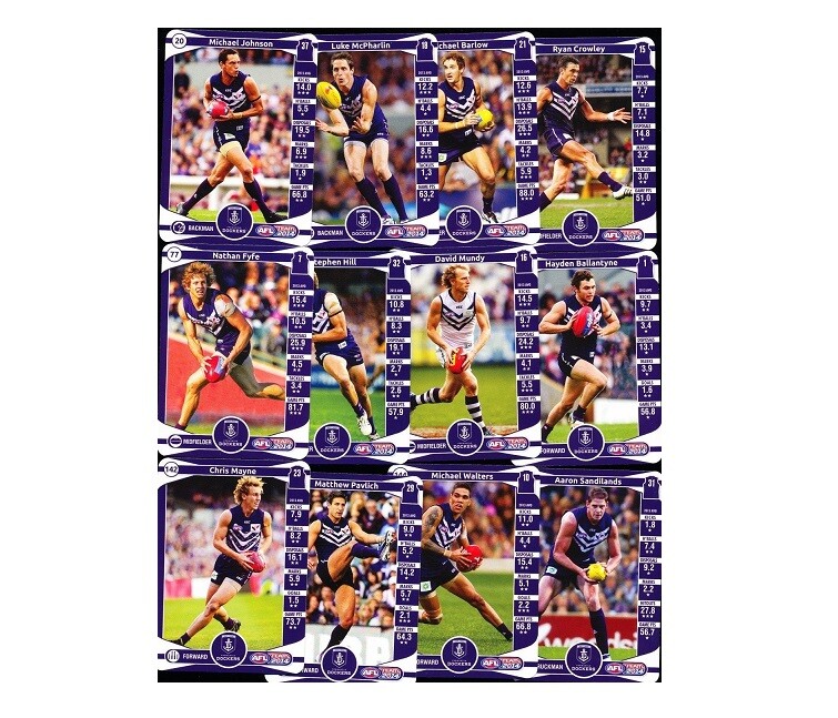 2014 TEAMCOACH FREMANTLE DOCKERS COMMON TEAM SET 12 CARDS AFL | eBay ...