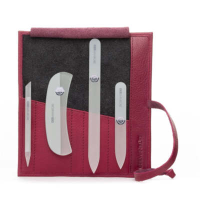 GERMANIKURE 4pc Glass Nail File Set in Leather, Authentic Czech ...
