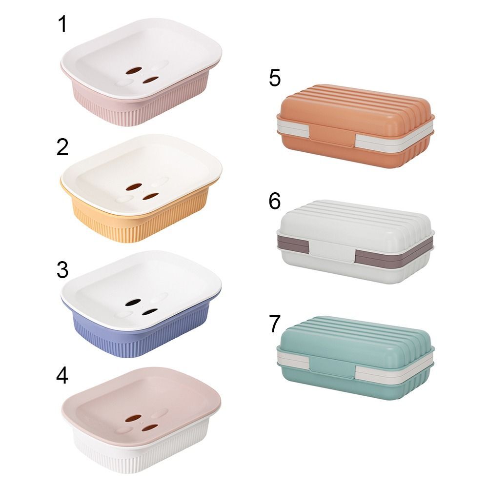 Double Layer With Cover Soap Dish Soap Holder Travel Soap Box Shampoo ...