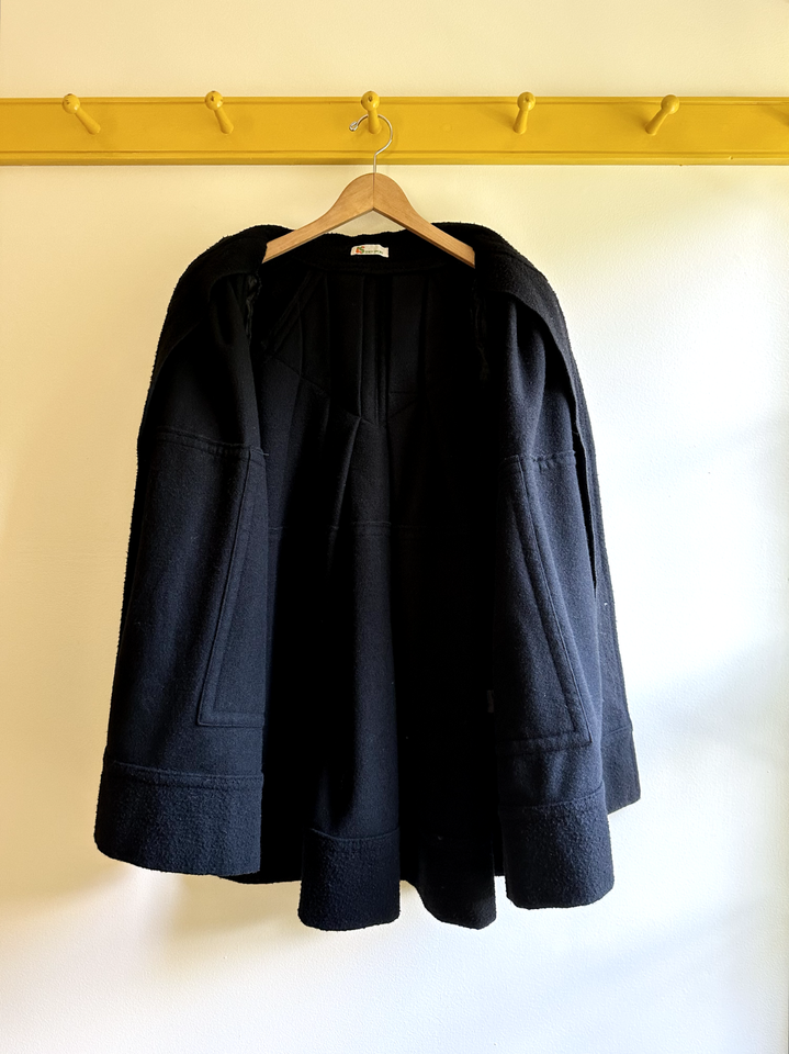 Vintage 70s ISSEY MIYAKE SPORT pilled fleece black jacket swing fall ...
