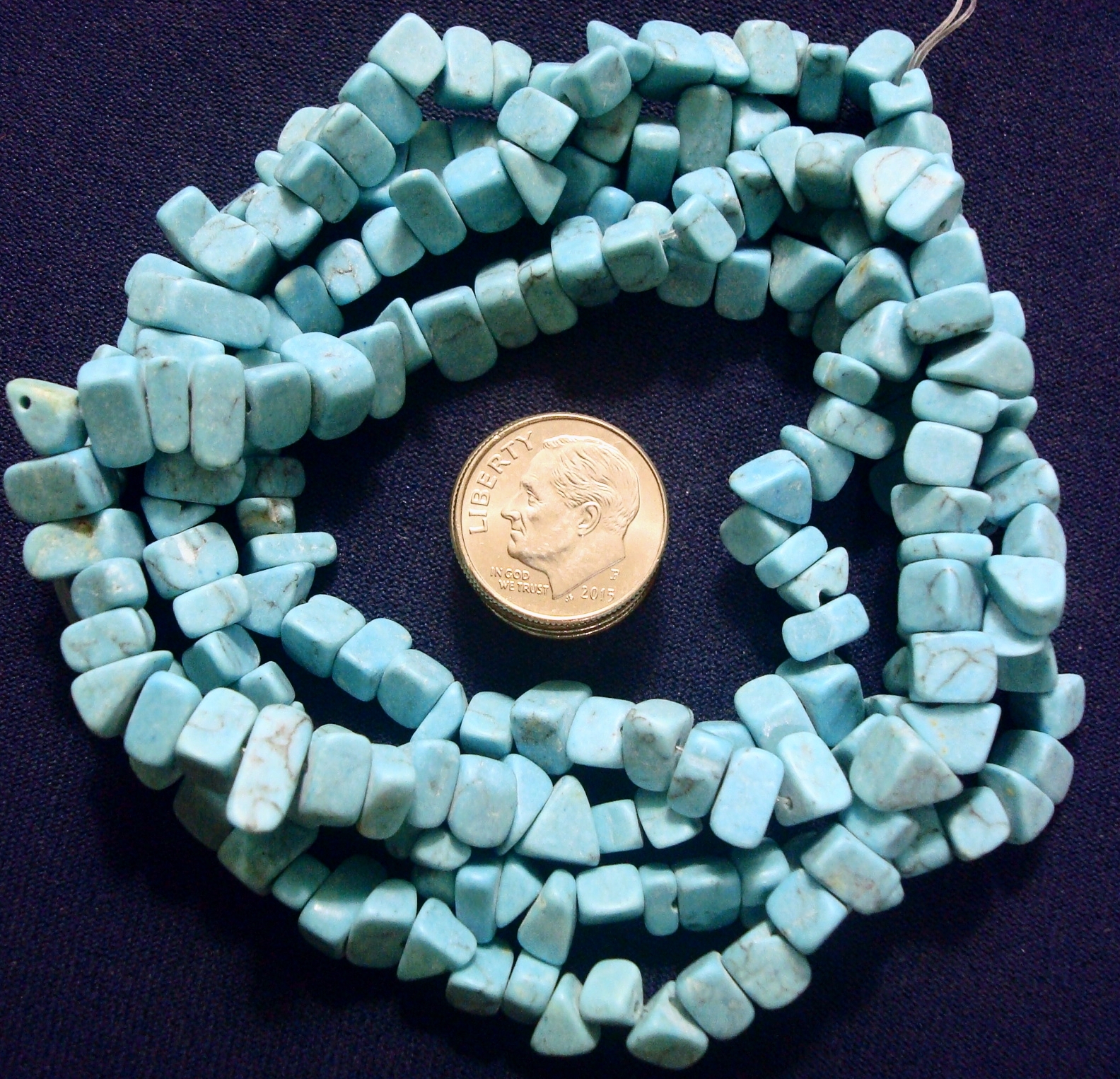 34 in reconstituted stabilized chalk Turquoise chip beads with matrix ...