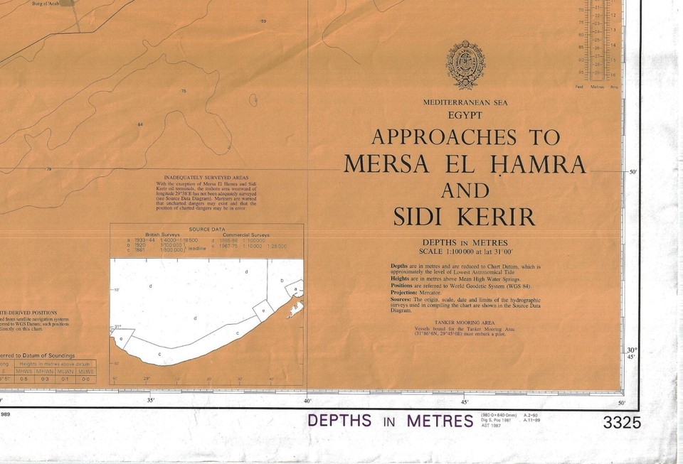 Admiralty 3325 Approaches To Mersa El Hamra And Sidi Kerir Egypt Map ...