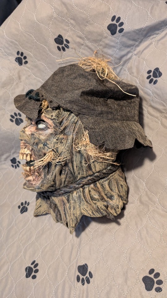 Evil Scarecrow Scary Halloween Full Mask Rubber Face Burlap Head ...