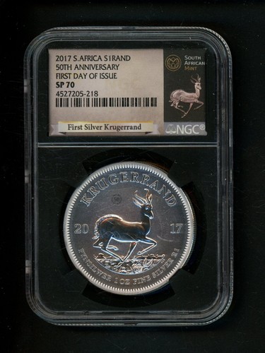 South Africa 2017 1 Rand Silver 1 oz Springbok Antelope NGC SP 70 50th ...