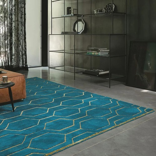 Hand Tufted Wool Rug, Turquoise Blue Rug, Handmade Wool Rug, Modern Rug ...
