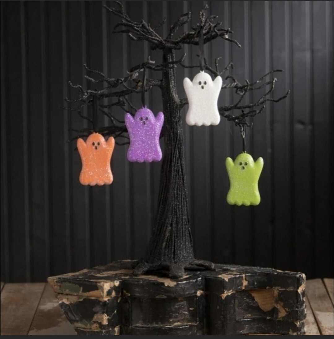 Bethany Lowe Halloween Peep Ghost Ornaments Assorted Colors Spooky ~Set ...