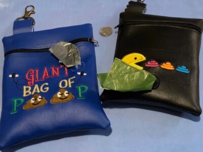 2 New Dog Poo Bag Holders PAC POO + Giant bag of Poop clip zip roll ...