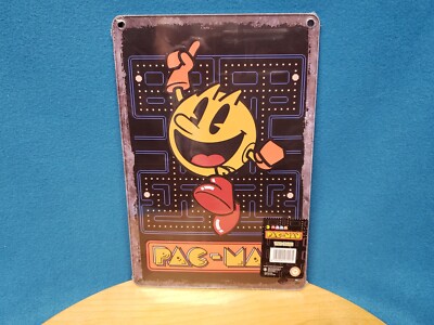 Pac-Man Tin Sign Arcade Wall Decor 12 x 8 Classic Retro Look New Sealed ...
